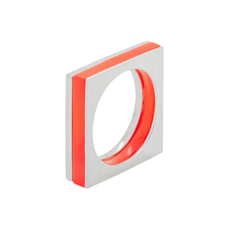 Stackable Square Rings Geometric Square Silver Rings Colourful Acrylic ...