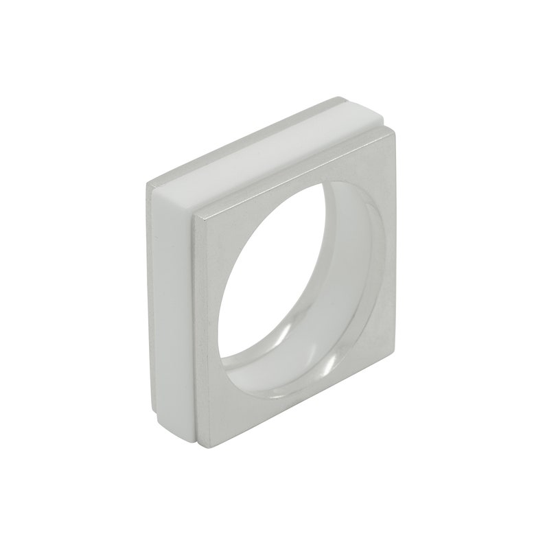 Stackable Square rings Geometric Square Silver Rings colourful | Etsy