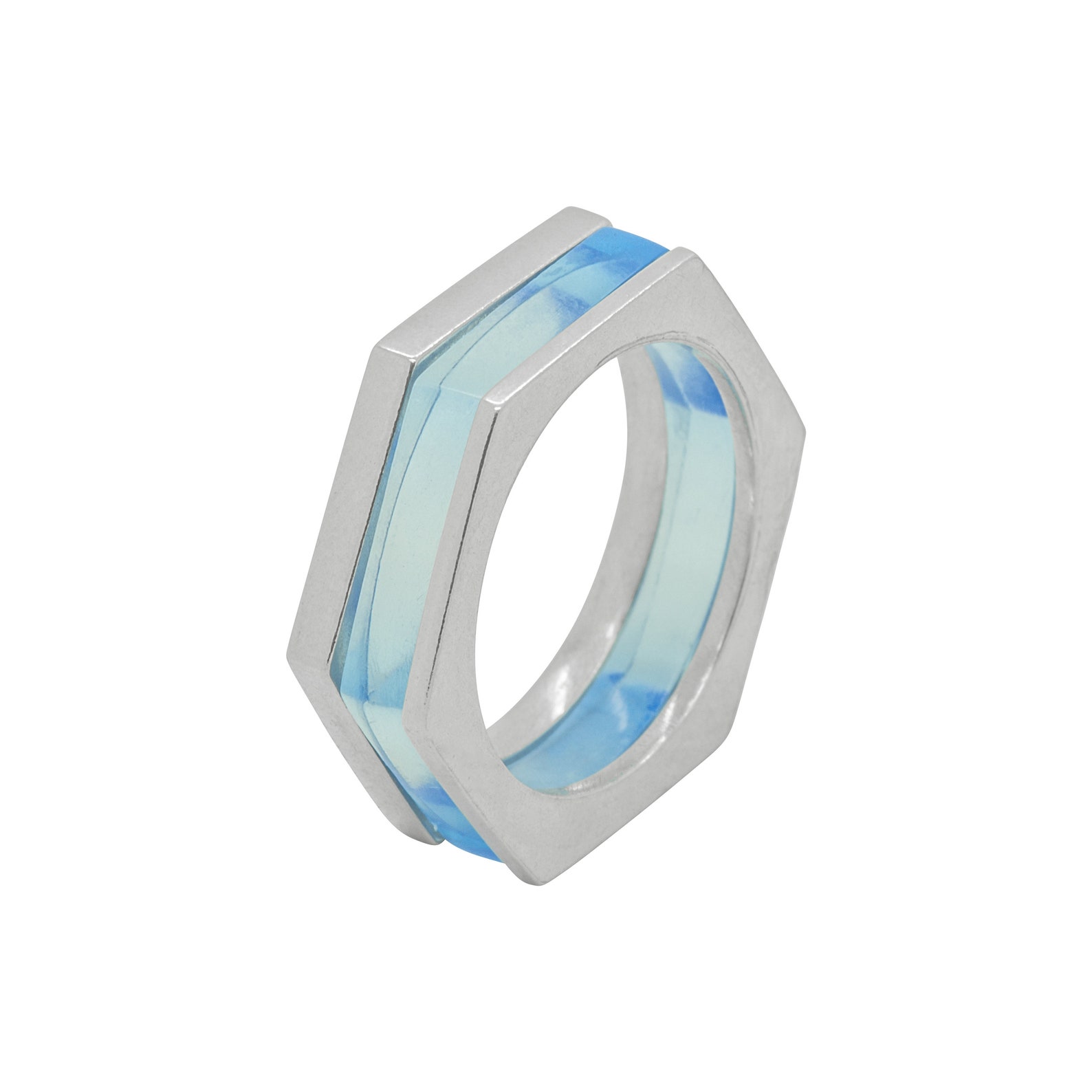 Hexagon Stacking Rings Geometric Hexagonal Silver Rings - Etsy