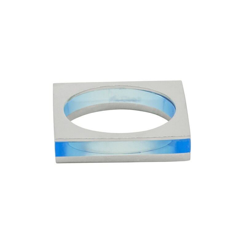 Stackable Square Rings Geometric Square Silver Rings Colourful Acrylic ...