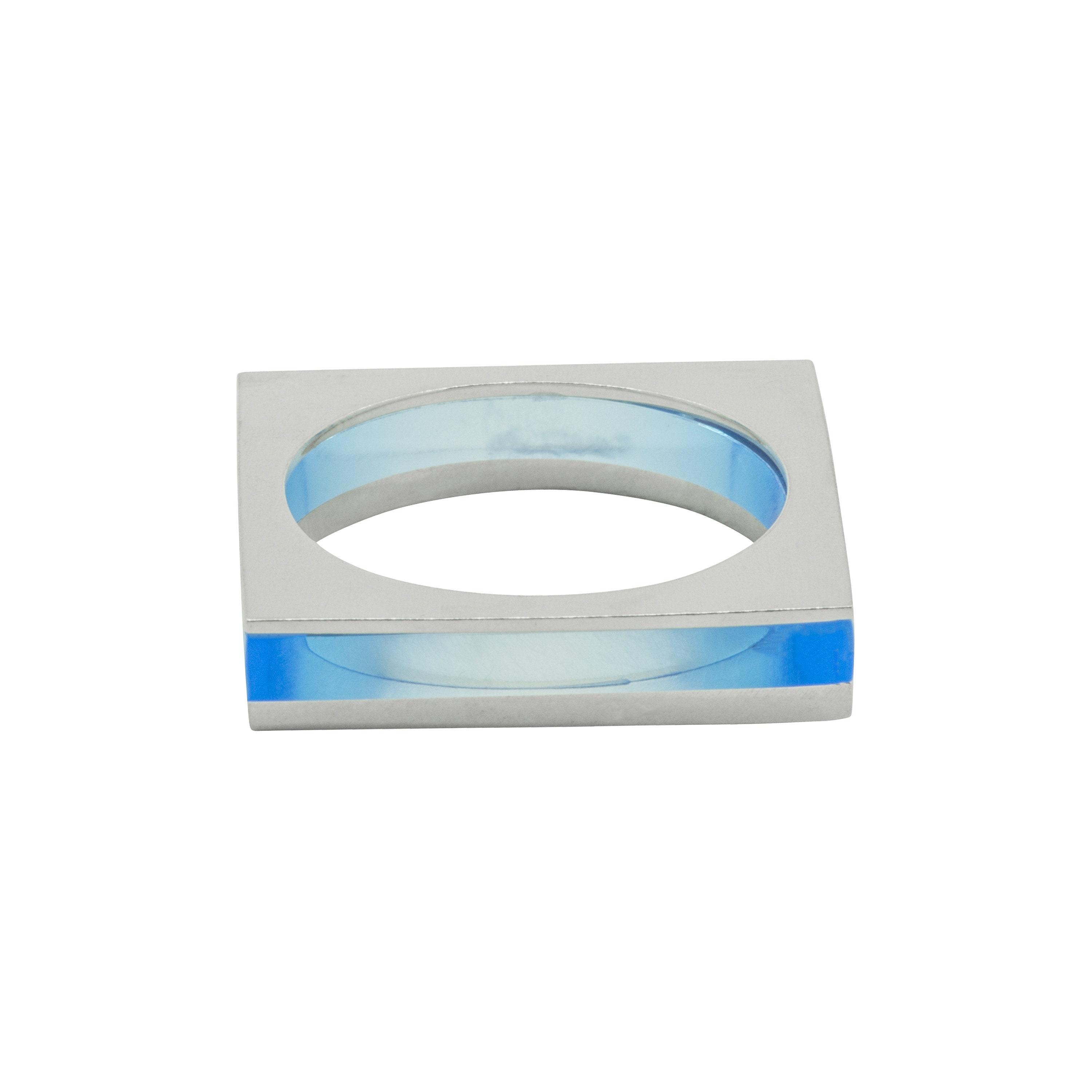 Stackable Square Rings Geometric Square Silver Rings Colourful Acrylic ...