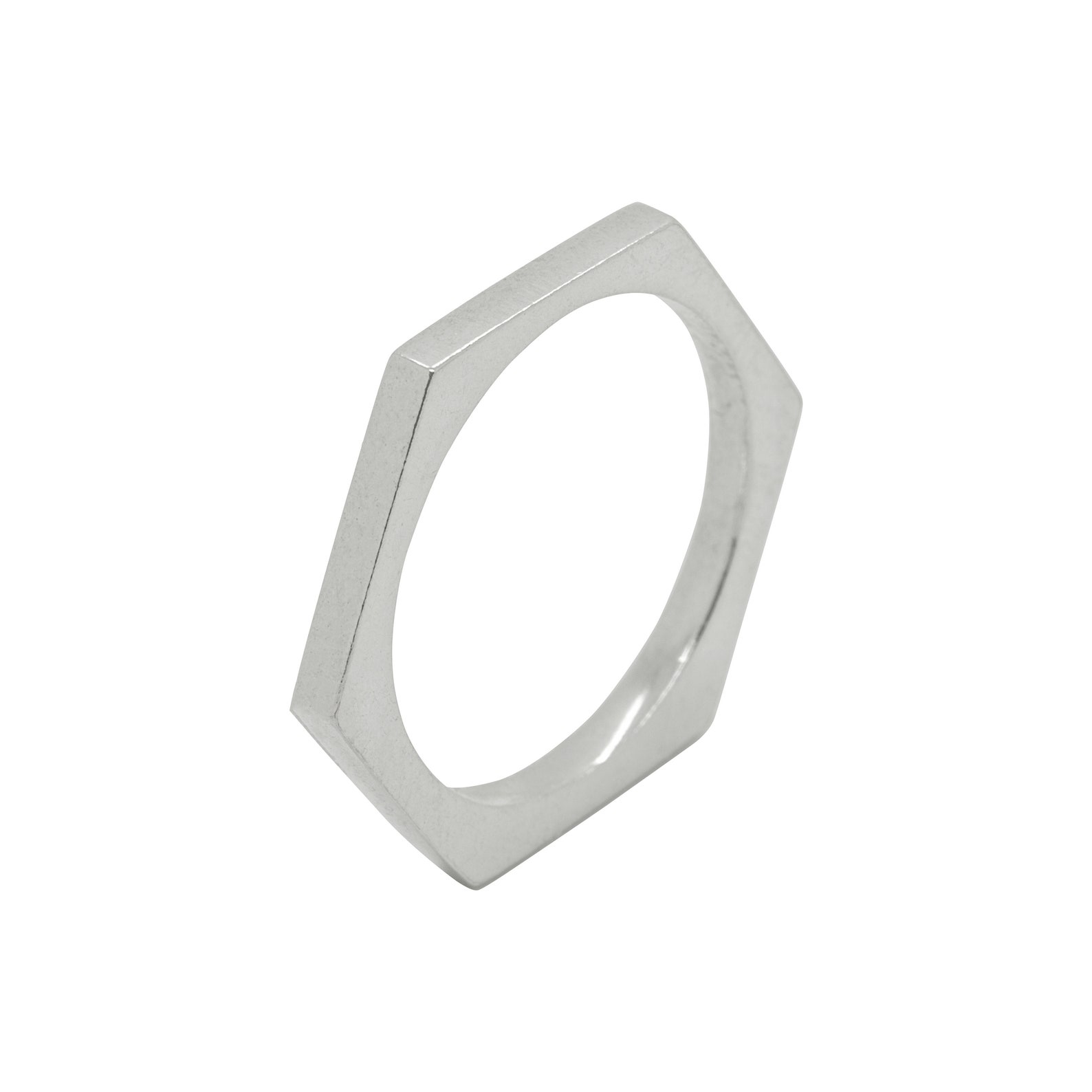 Hexagon Stacking Rings Geometric Hexagonal Silver Rings - Etsy