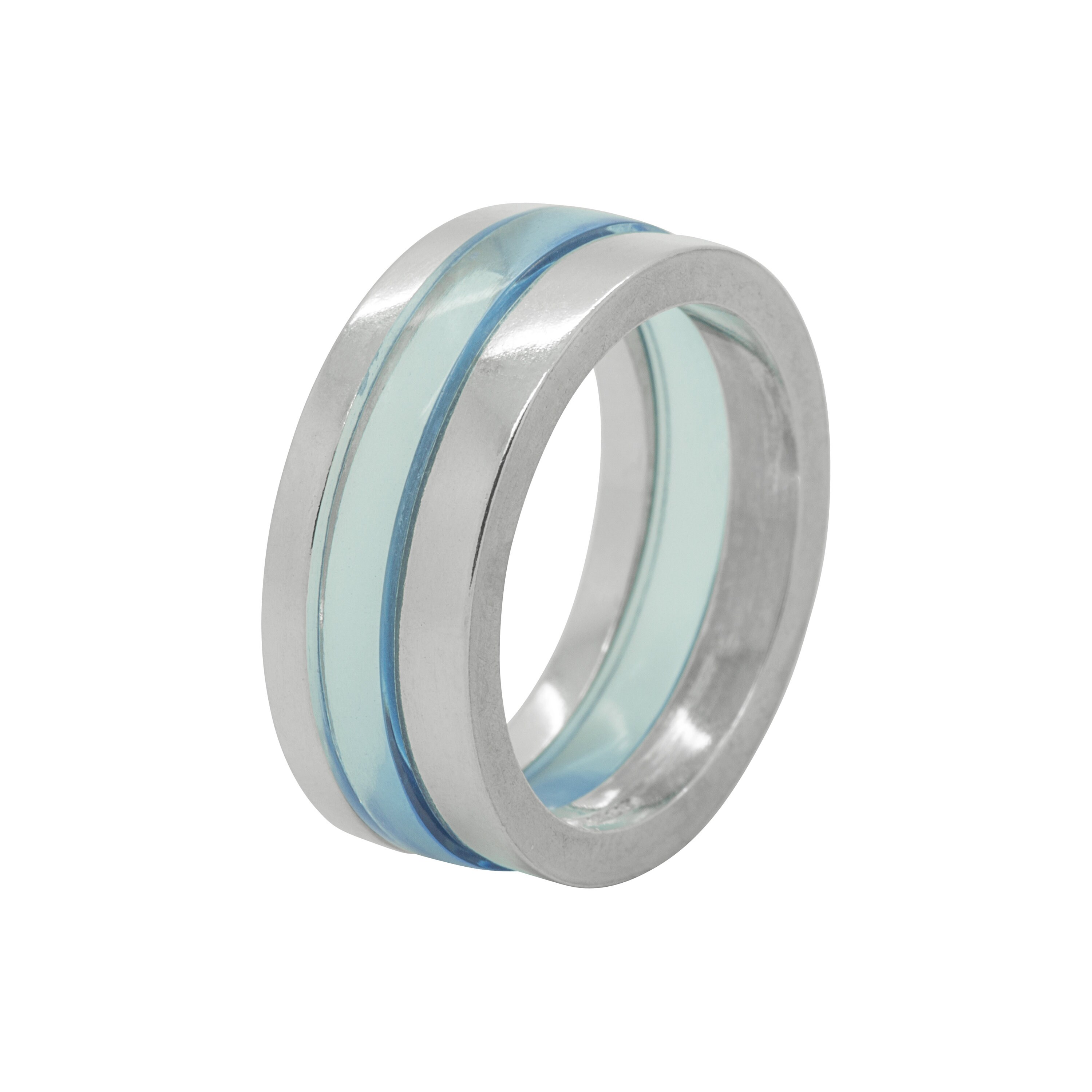 Stackable Rings Geometric Round Silver Rings Colourful Acrylic Insert ...