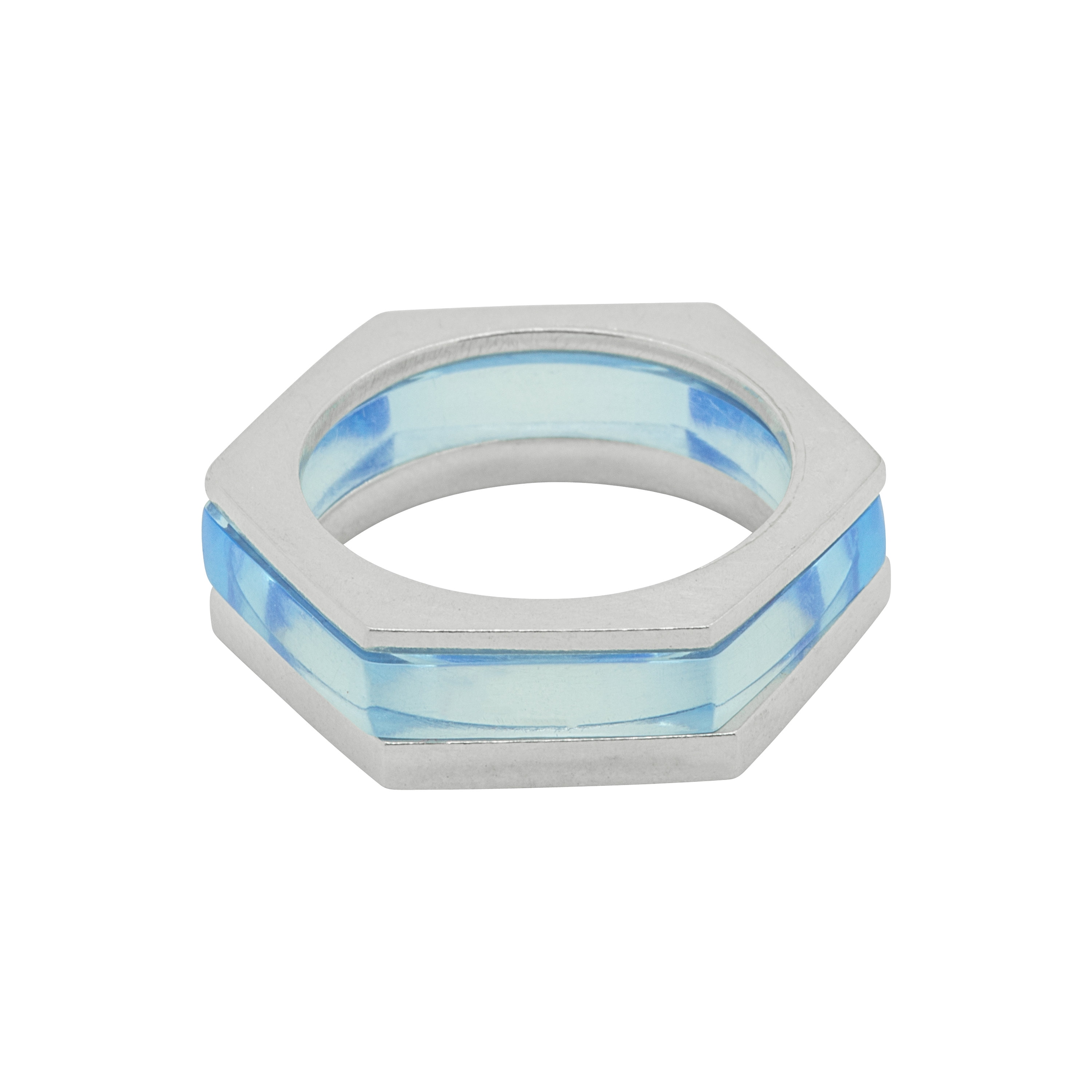 Stackable Hexagon Rings Geometric Hexagonal Silver Rings Colourful ...