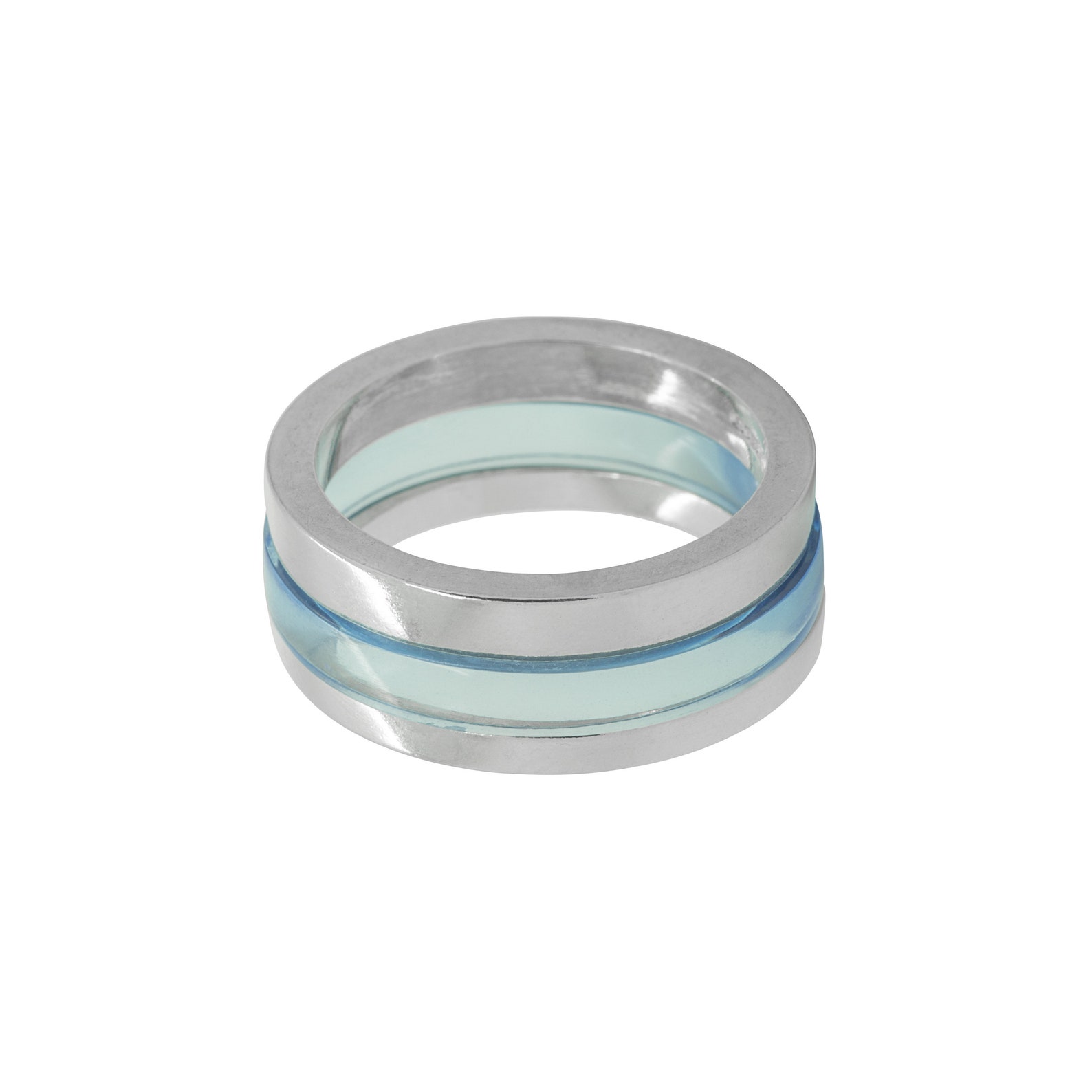 Stackable Rings Geometric Round Silver Rings Colourful Acrylic Insert ...
