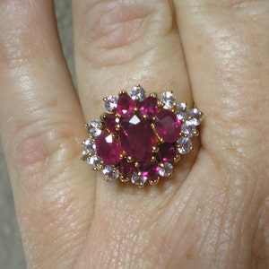 Vintage Franklin Mint 14k Gold July Birthstone Ruby Sapphire Cluster ...