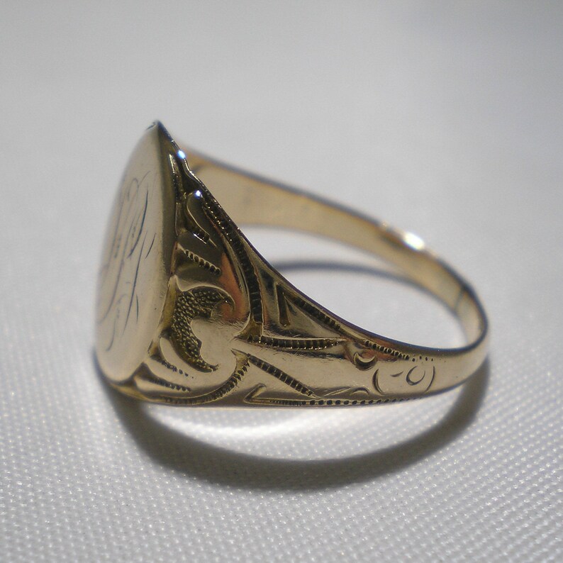 Vintage Estate 10k Signet Initial Monogram Script Unisex Ring - Etsy