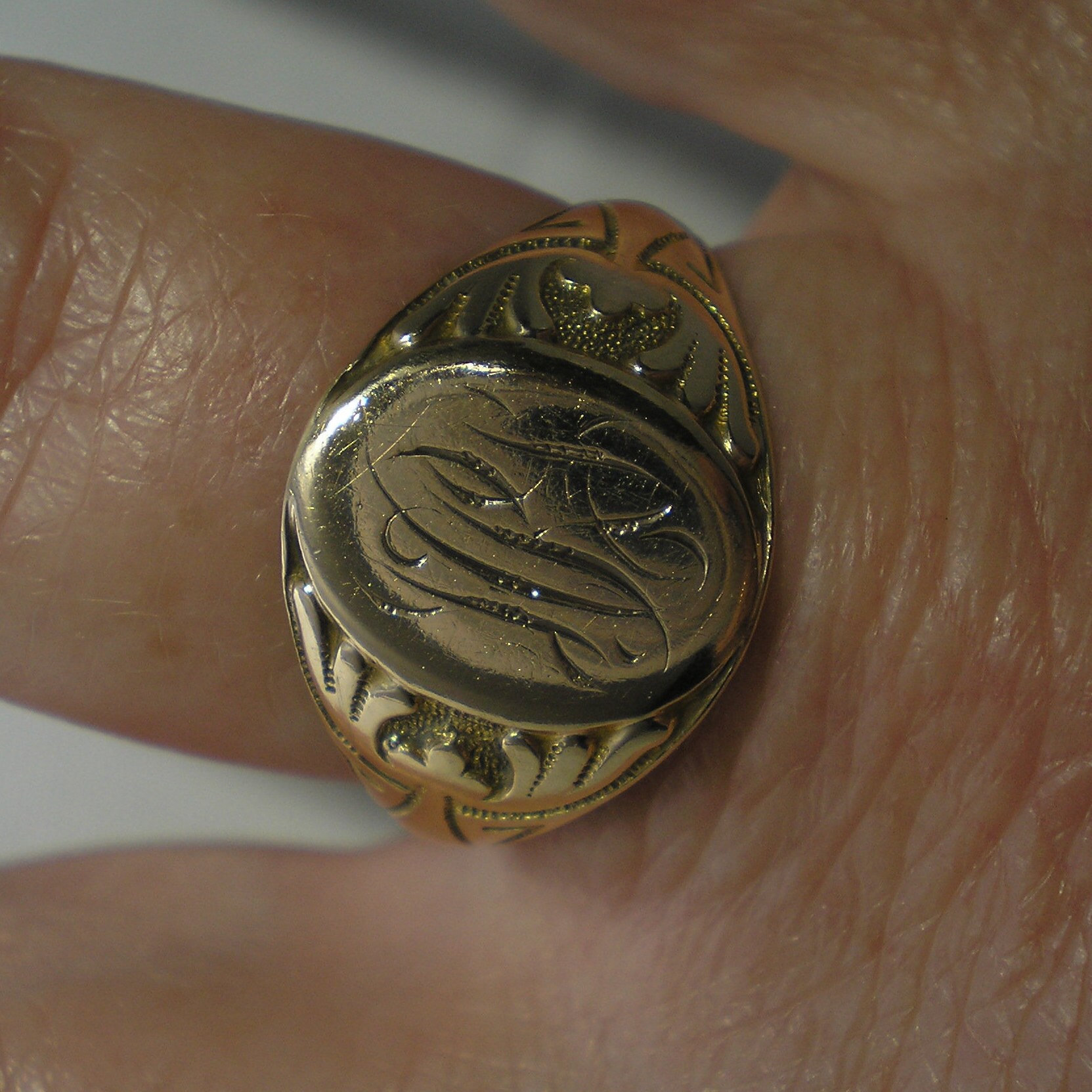 Vintage Estate 10k Signet Initial Monogram Script Unisex Ring | Etsy