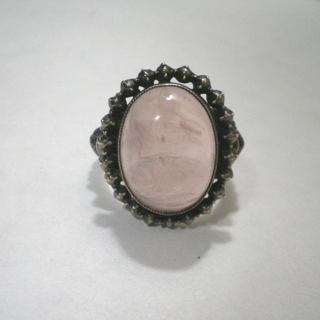 Vintage Dutch 835 Silver Rose Quartz Ring - Arts & Craft Style, Size 9 ...