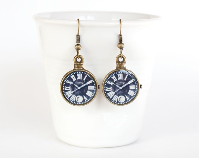 Vintage Clock Earrings Covered With Clear Resin 3/4 Inch - Etsy