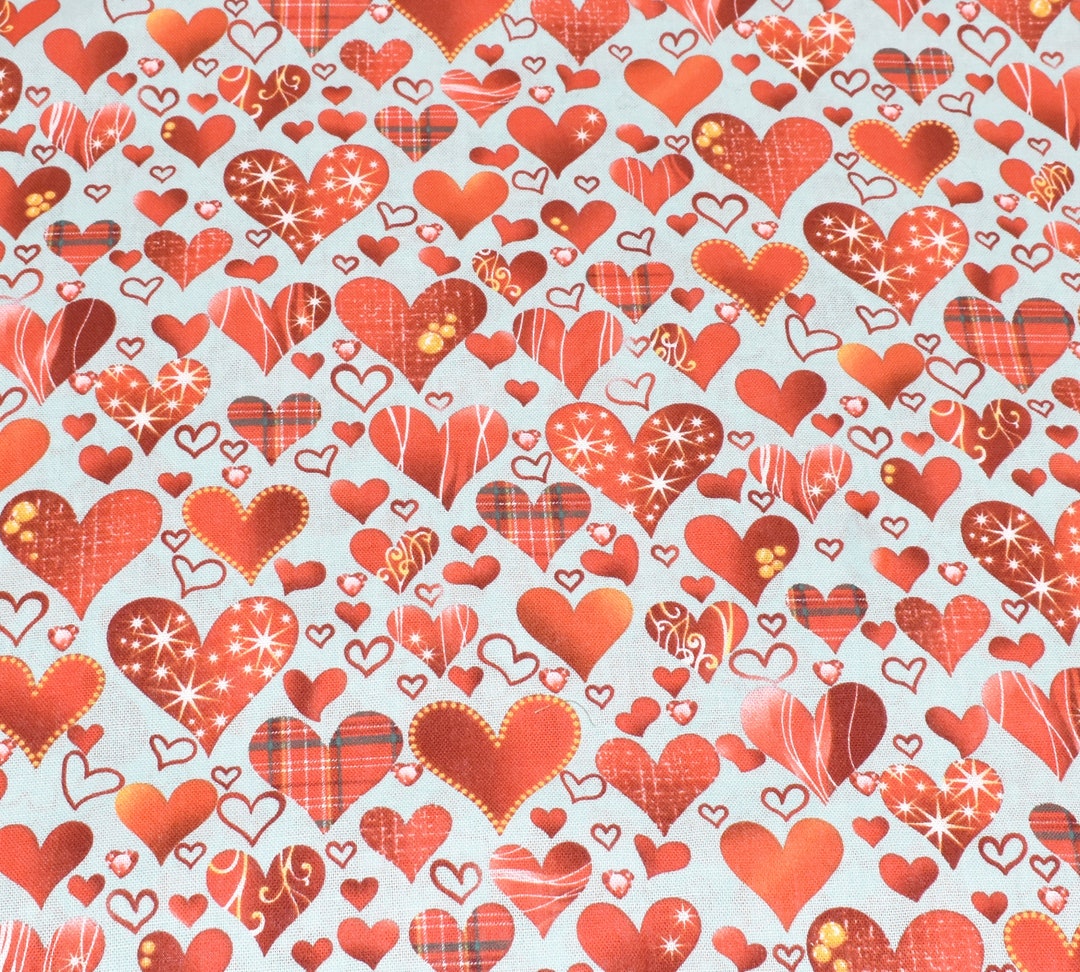 Heart Cotton Fabric, Red Heart Fabric, Valentine Fabric, Fabric by the ...