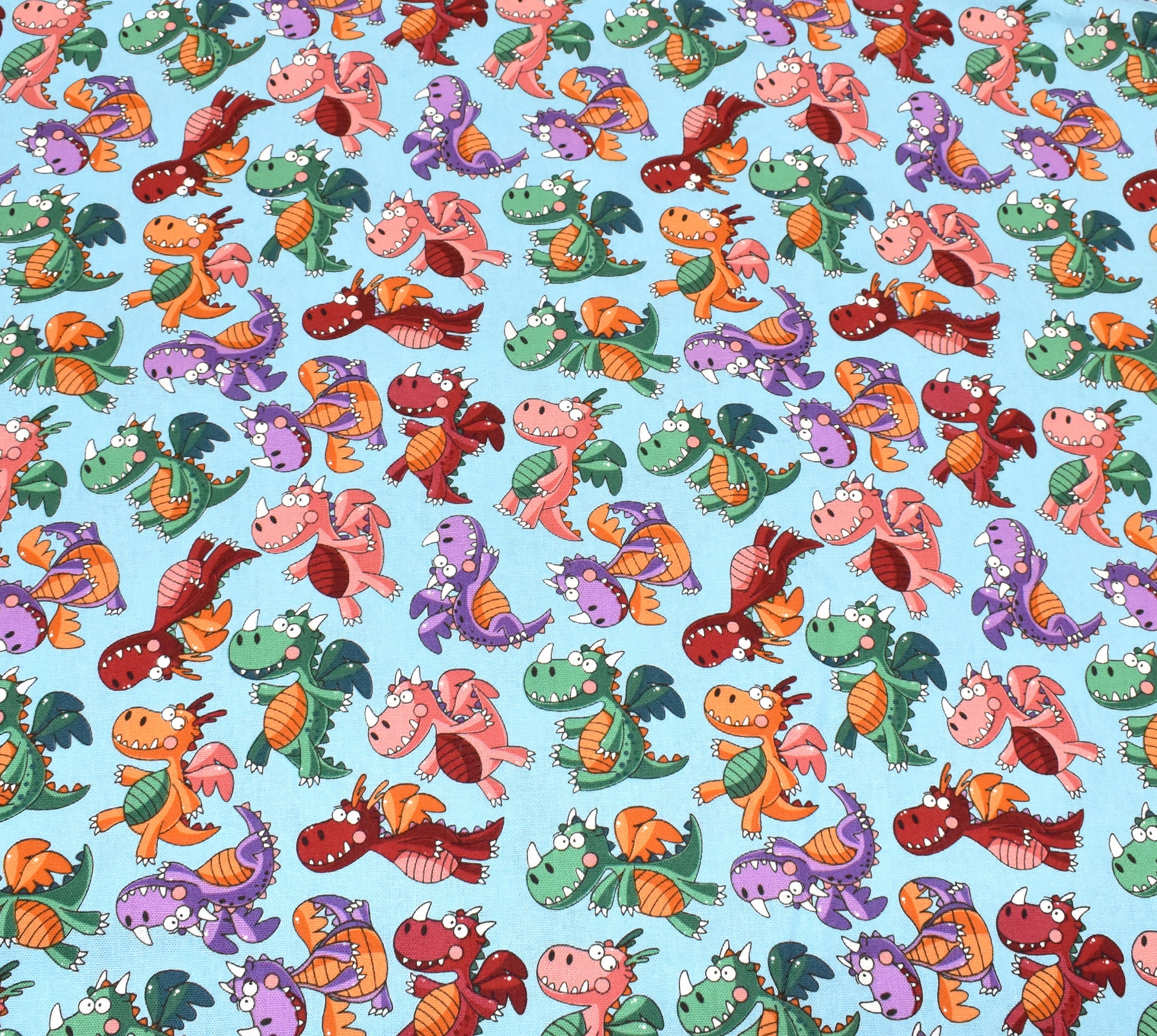 Dragons Fabric, Fairy Tale Fabric, Blue Fabric, Fabric by the Yard ...