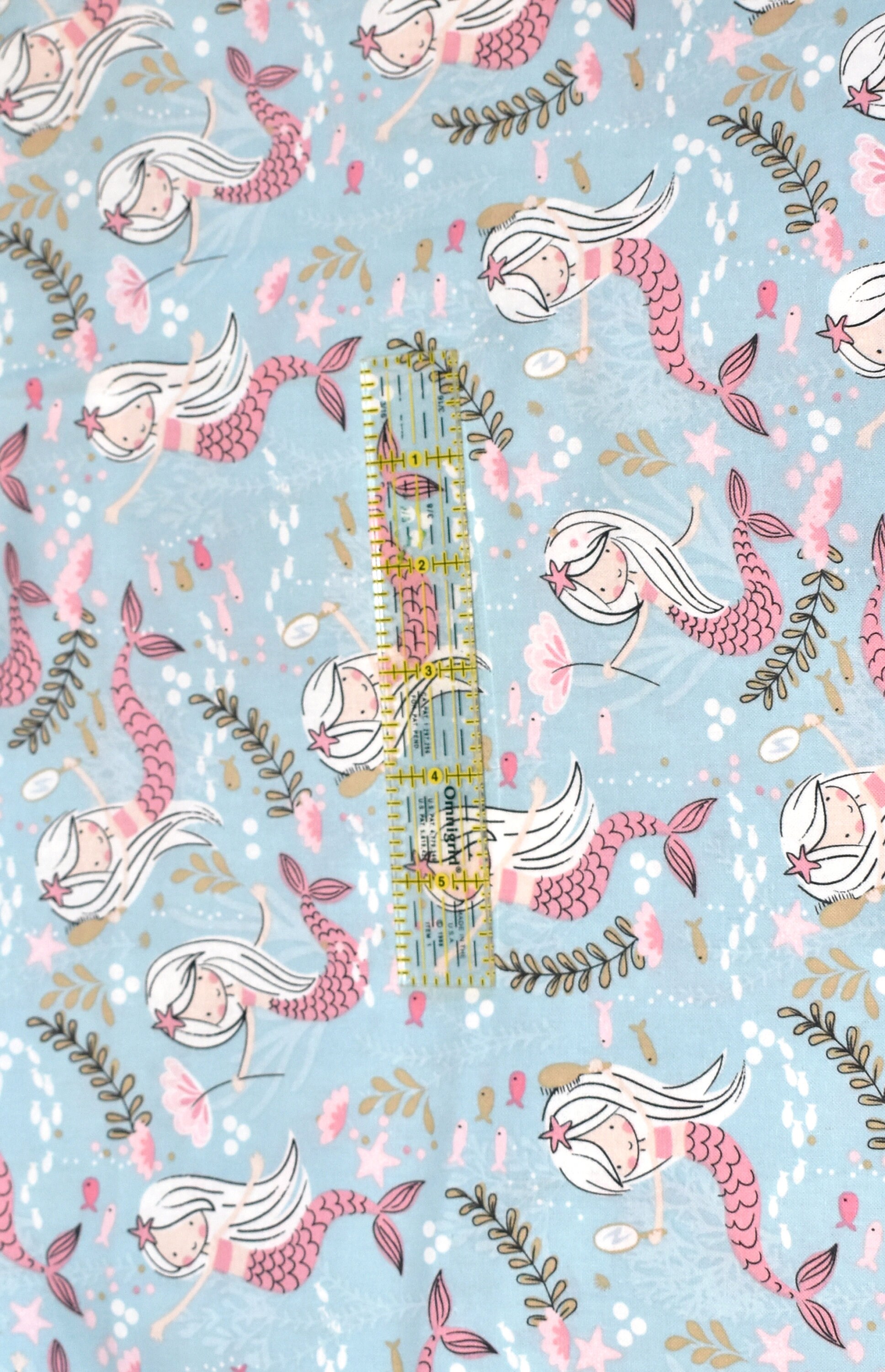 Mermaid Cotton Fabric Blue and Pink Fabric Under the Sea - Etsy