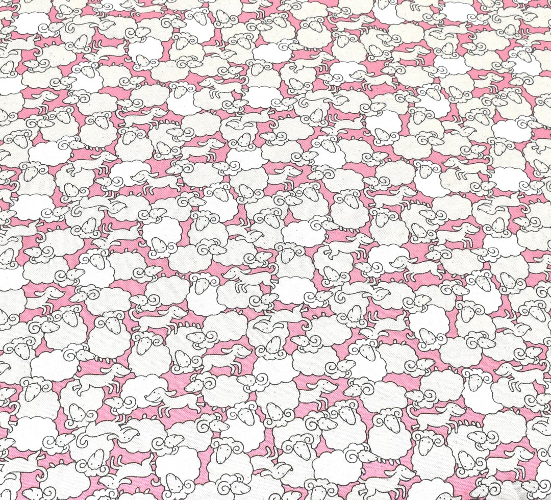 Lamb Fabric, Pink Cotton Fabric, Little Lamb Fabric, Fabric by the Yard ...