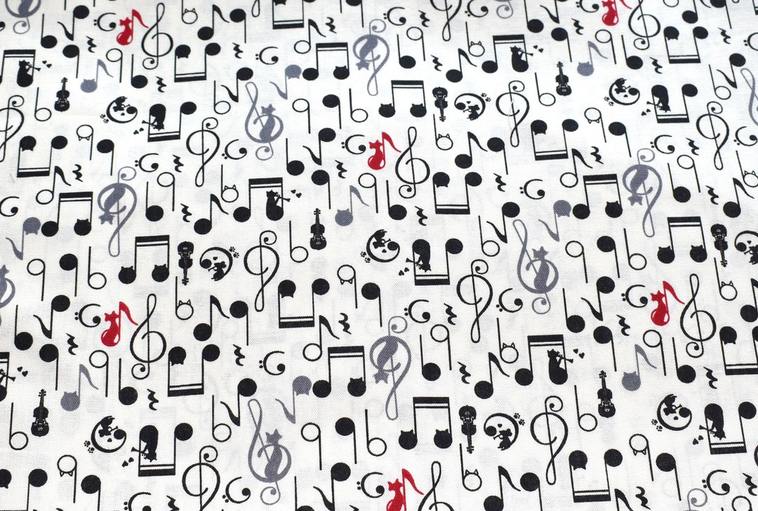 Music Notes Fabric, off White Fabric, Music Fabric, Musician Fabric ...