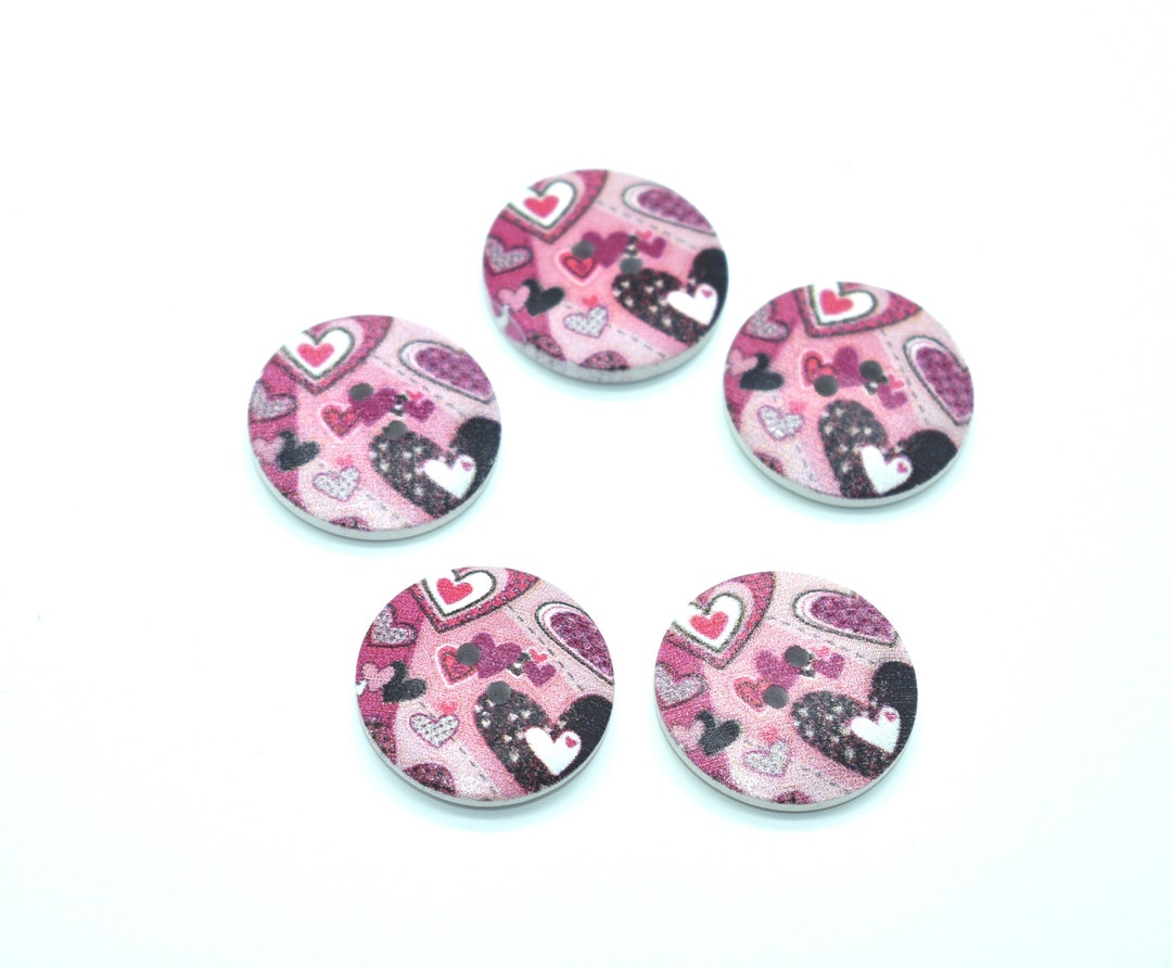 Pink Heart Buttons Pink Buttons Heart Buttons 20 Pink Heart - Etsy