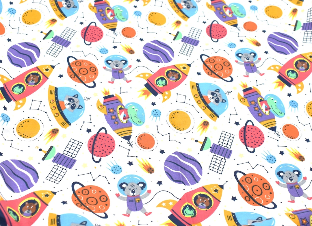 Spaceship Fabric, Rocket Ship Fabric, Planets Fabric, Moon Fabric ...