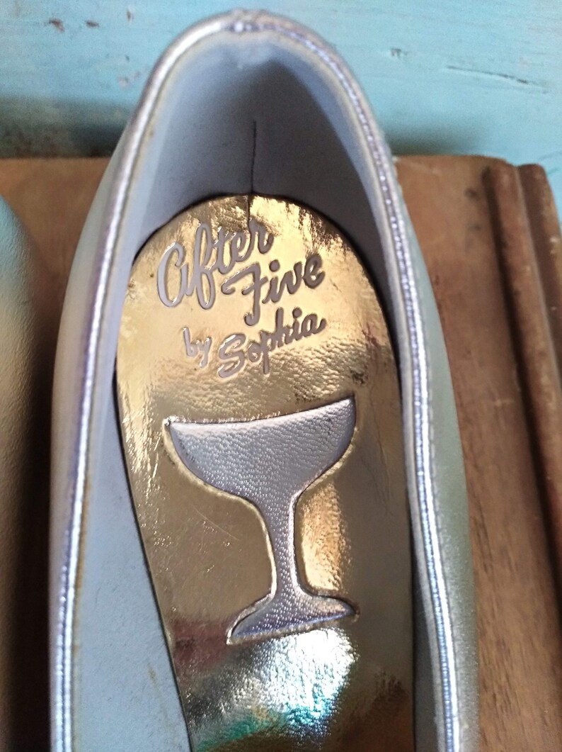 Silver Square Toe After Five by Sophia Chunky Heel Pump - Etsy