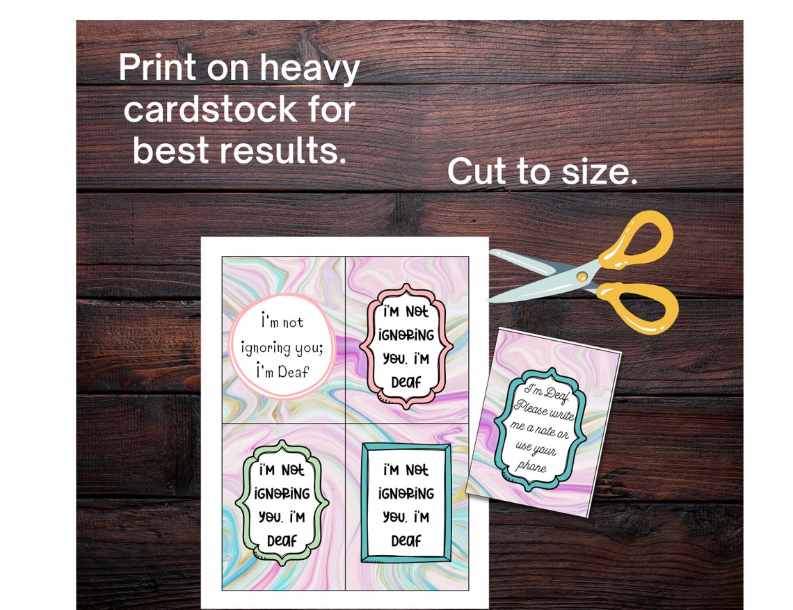 Printable Communication Cards: I'm Deaf Please Use ASL, Gesture, or ...