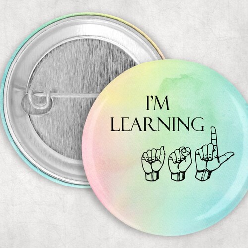 American Sign Language Button American Sign Language Pinback - Etsy