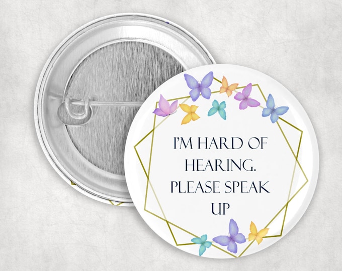 I'm Hearing and Learning Asl Button, ASL Fingerspelling Pin, American ...