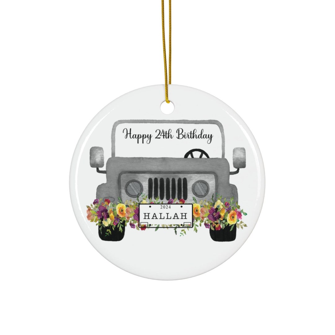 Personalized Birthday Ornament: Jeep Ornament With Birthday Greeting ...