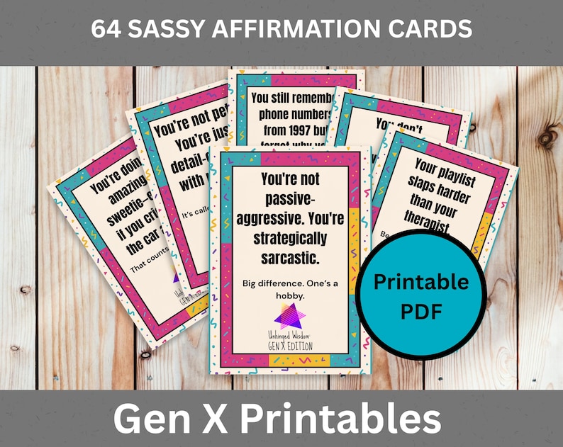 Printable Affirmation Cards: Digital Gen X Affirmations, Snarky ...