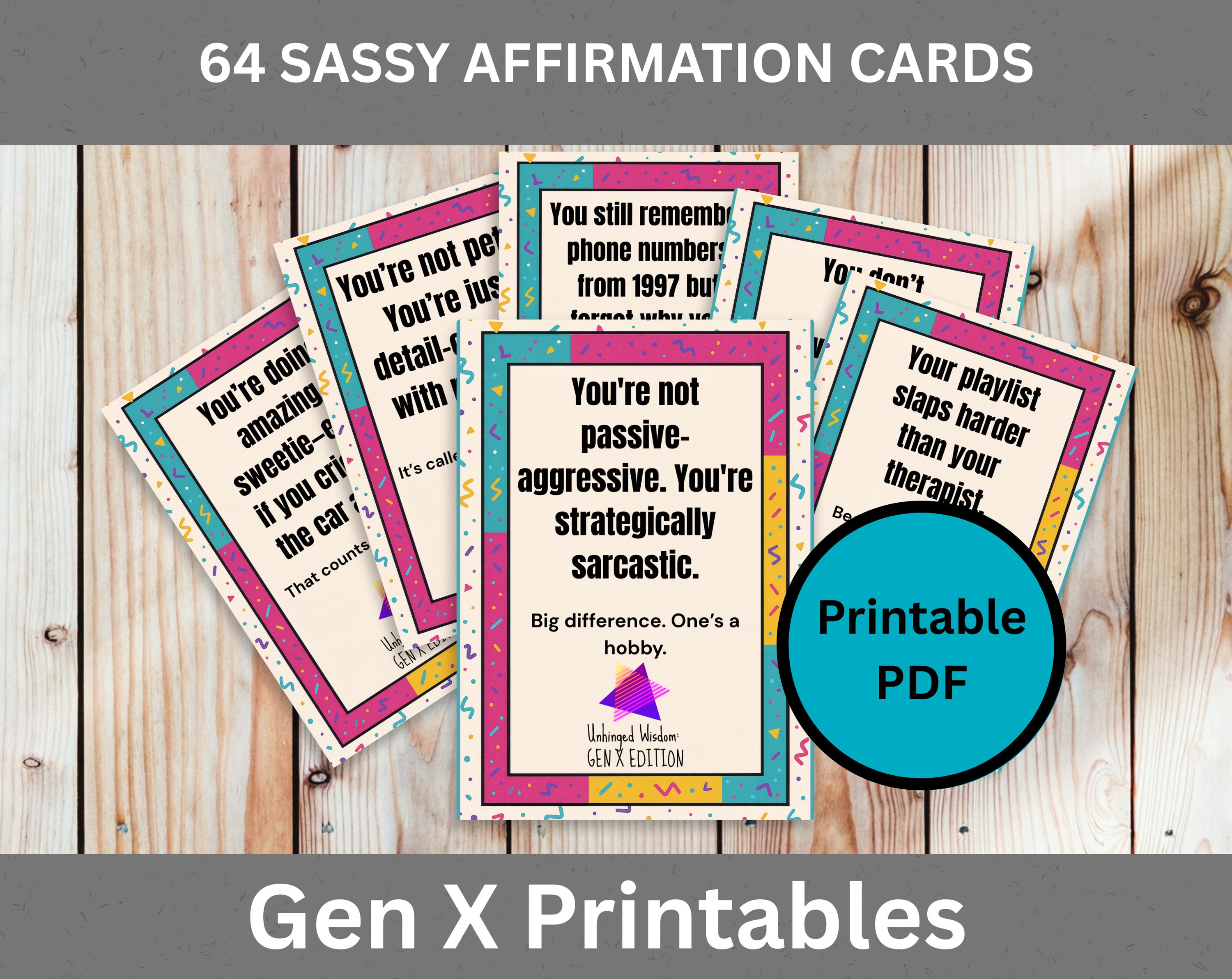 Printable Affirmation Cards: Digital Gen X Affirmations, Snarky ...
