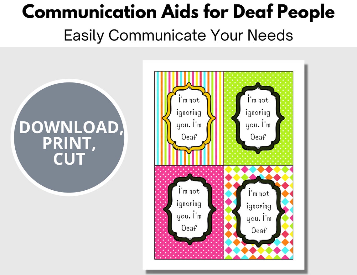Printable Deaf Communication Cards: I'm Deaf Accommodation | Etsy