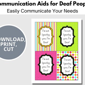 Printable Deaf Communication Cards: I'm Deaf Accommodation Requests ...