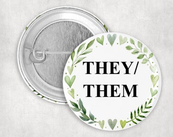 They, Them. Gender Pronouns Pin Badge Button - Etsy