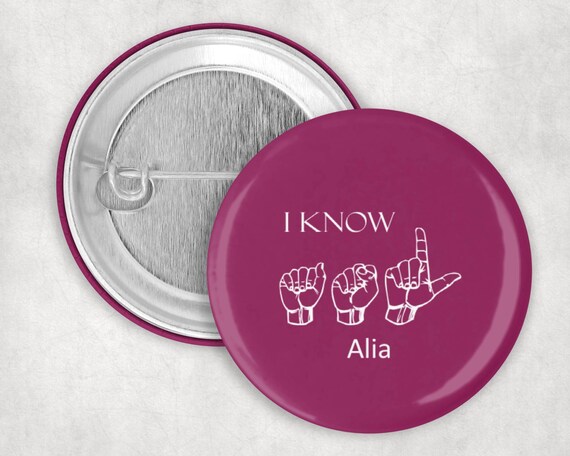 Personalized ASL Pin I Know Asl Button With Name American - Etsy