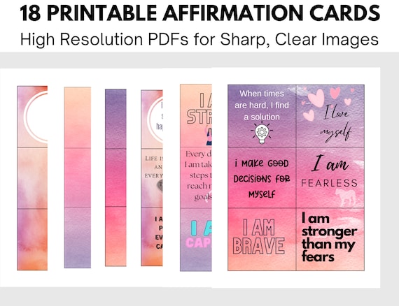 Printable Affirmation Cards: 18 Watercolor Affirmation Cards | Etsy