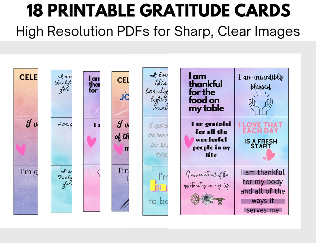 Gratitude Cards: 18 Printable Affirmation Cards for a More Grateful ...