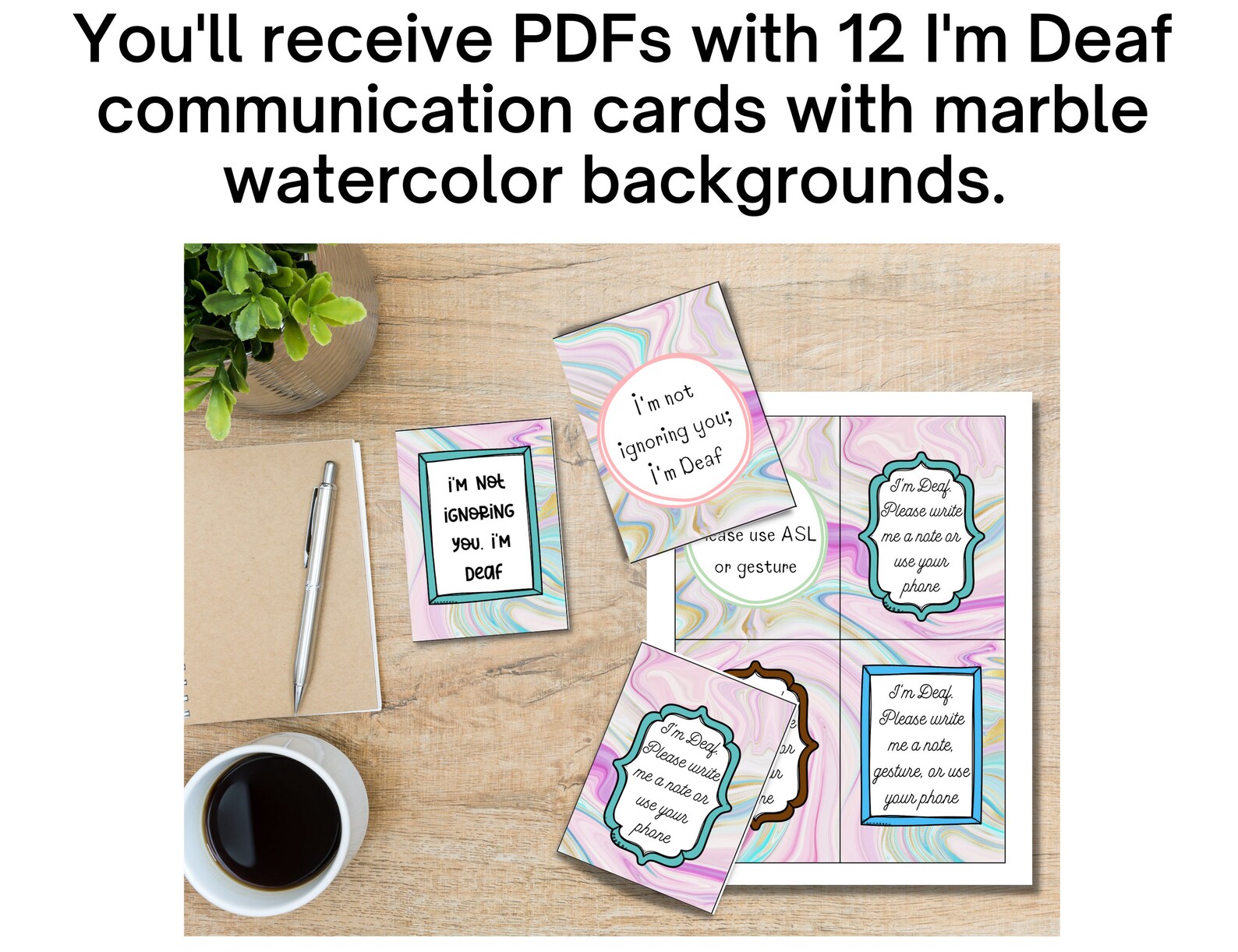 Printable Communication Cards: I'm Deaf Please Use ASL, Gesture, or ...