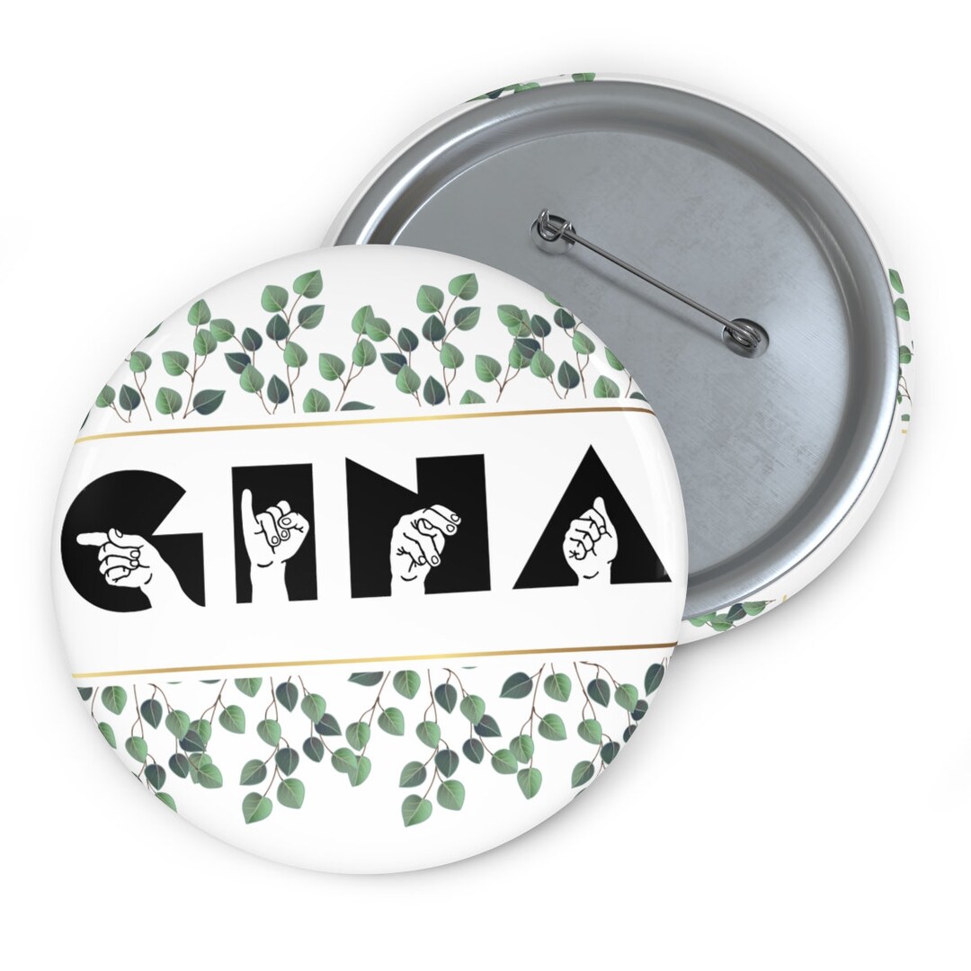 ASL Name Tag: Personalized Sign Language Button With Name and Greenery ...