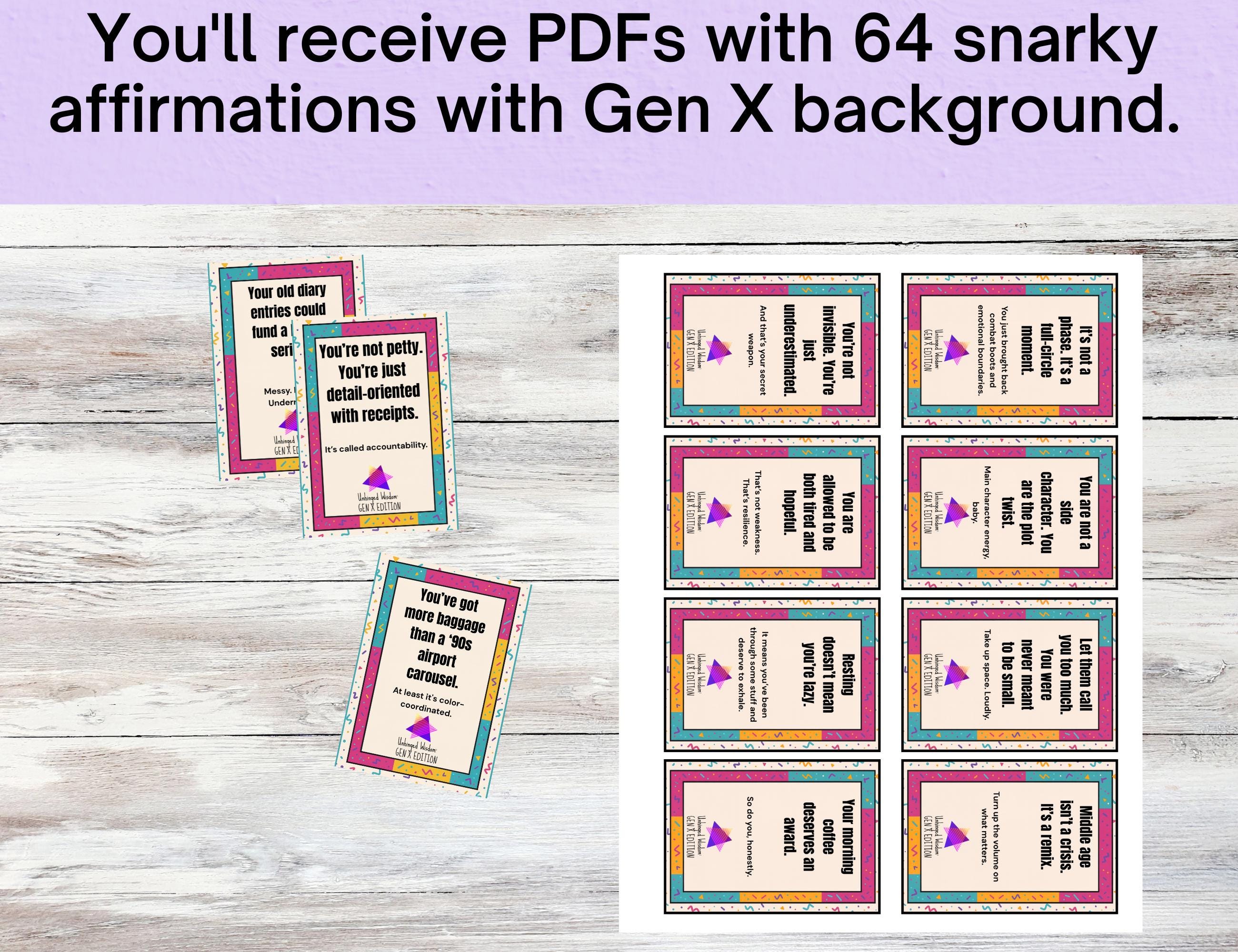 Printable Affirmation Cards: Digital Gen X Affirmations, Snarky ...