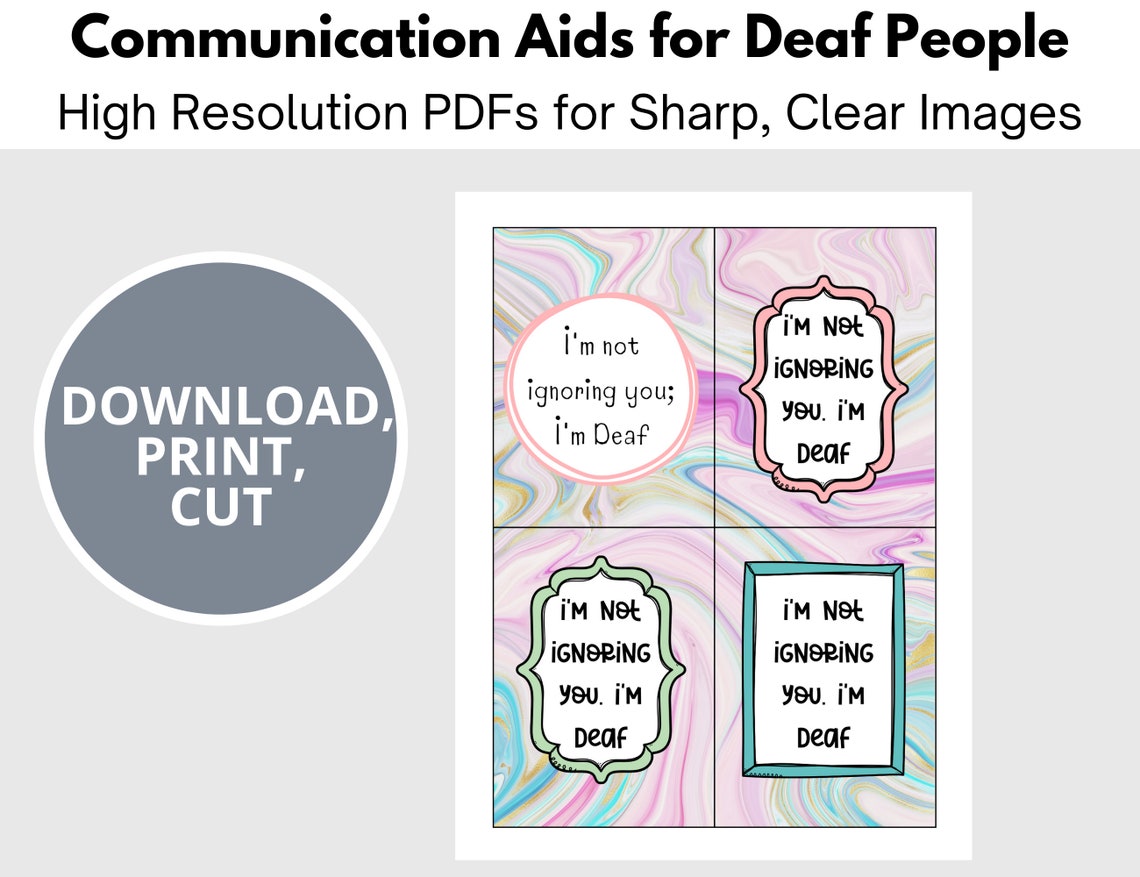 Printable Communication Cards: I'm Deaf Please Use ASL, Gesture, or ...