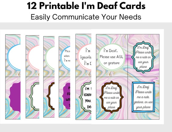 Printable Communication Cards: I'm Deaf Please Use ASL - Etsy
