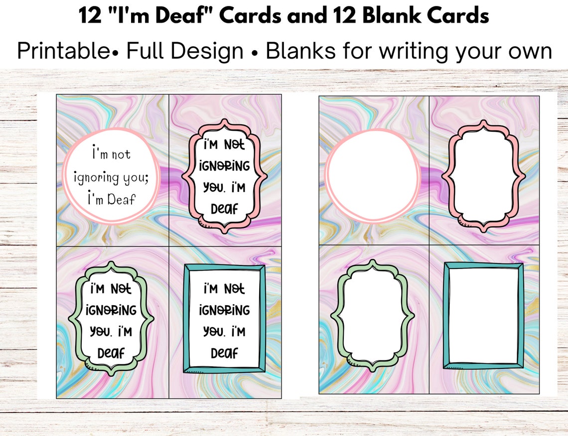 Printable Communication Cards: I'm Deaf Please Use ASL, Gesture, or ...