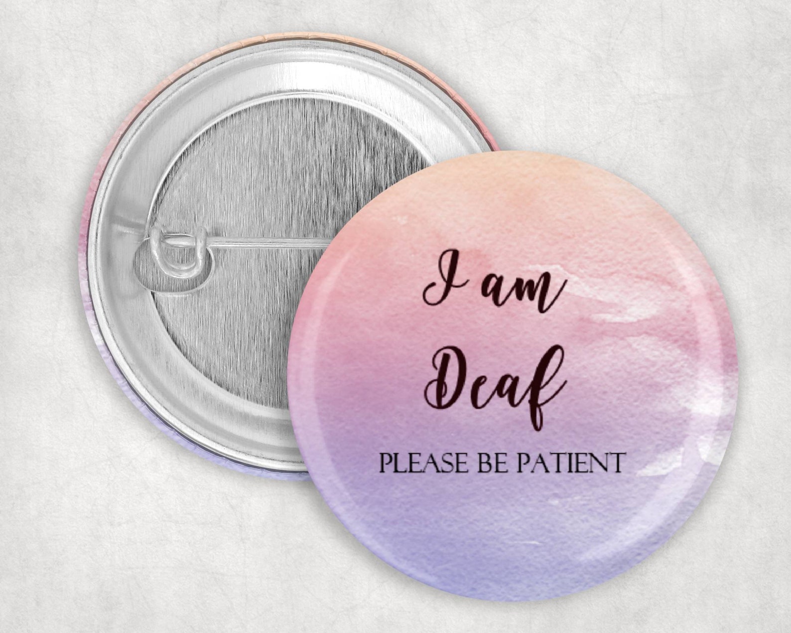 Deaf Pin, I Am Deaf Button, Hearing Loss Pin, Hearing Impaired Button ...