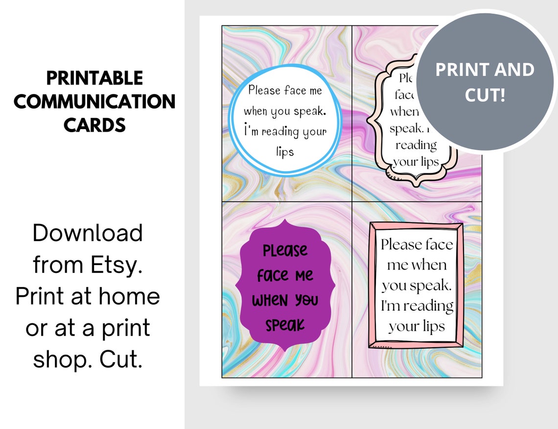 Printable Communication Cards: I'm Deaf Please Use ASL, Gesture, or ...