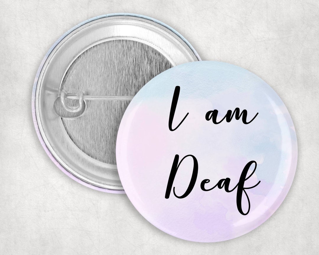 I Am Deaf Button Deaf Pin Purple and Blue Sky Watercolor - Etsy