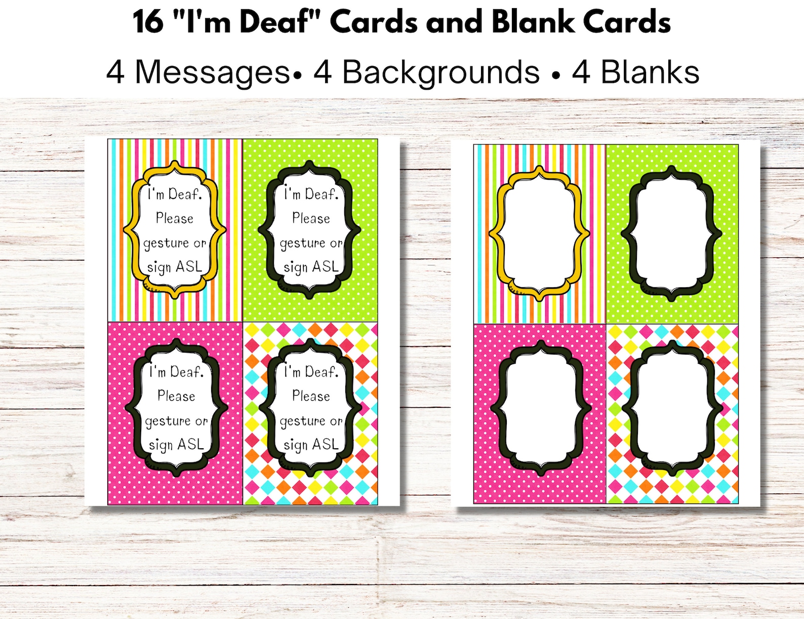 Printable Deaf Communication Cards: I'm Deaf Accommodation | Etsy