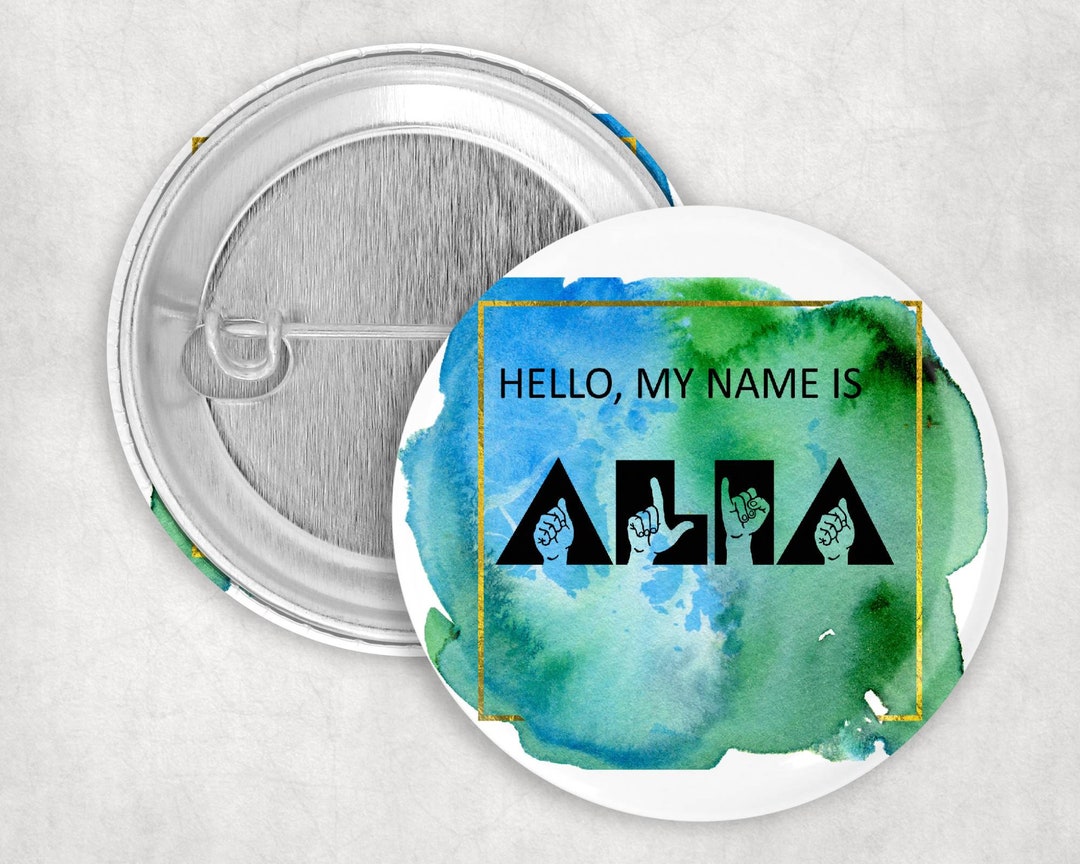 ASL Name Pin, Fingerspelling Button, Personalized ASL Button, American ...