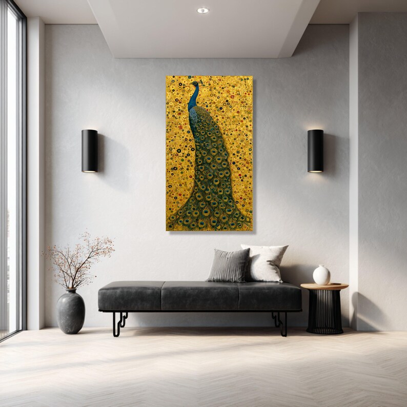 Majestic Peacock Feather Canvas, Golden Abstract Background, Elegant ...