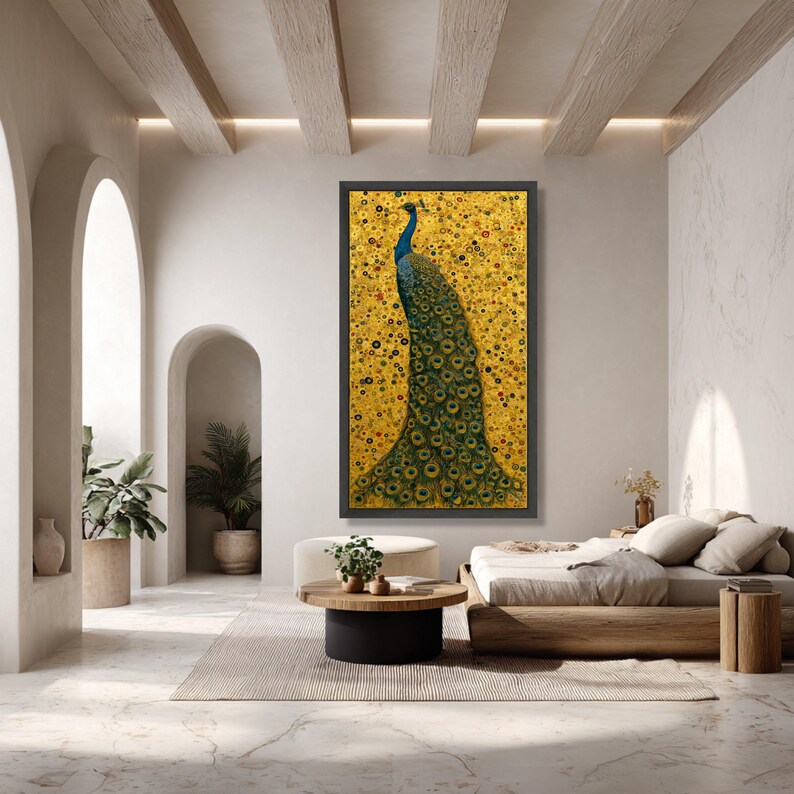 Majestic Peacock Feather Canvas, Golden Abstract Background, Elegant ...