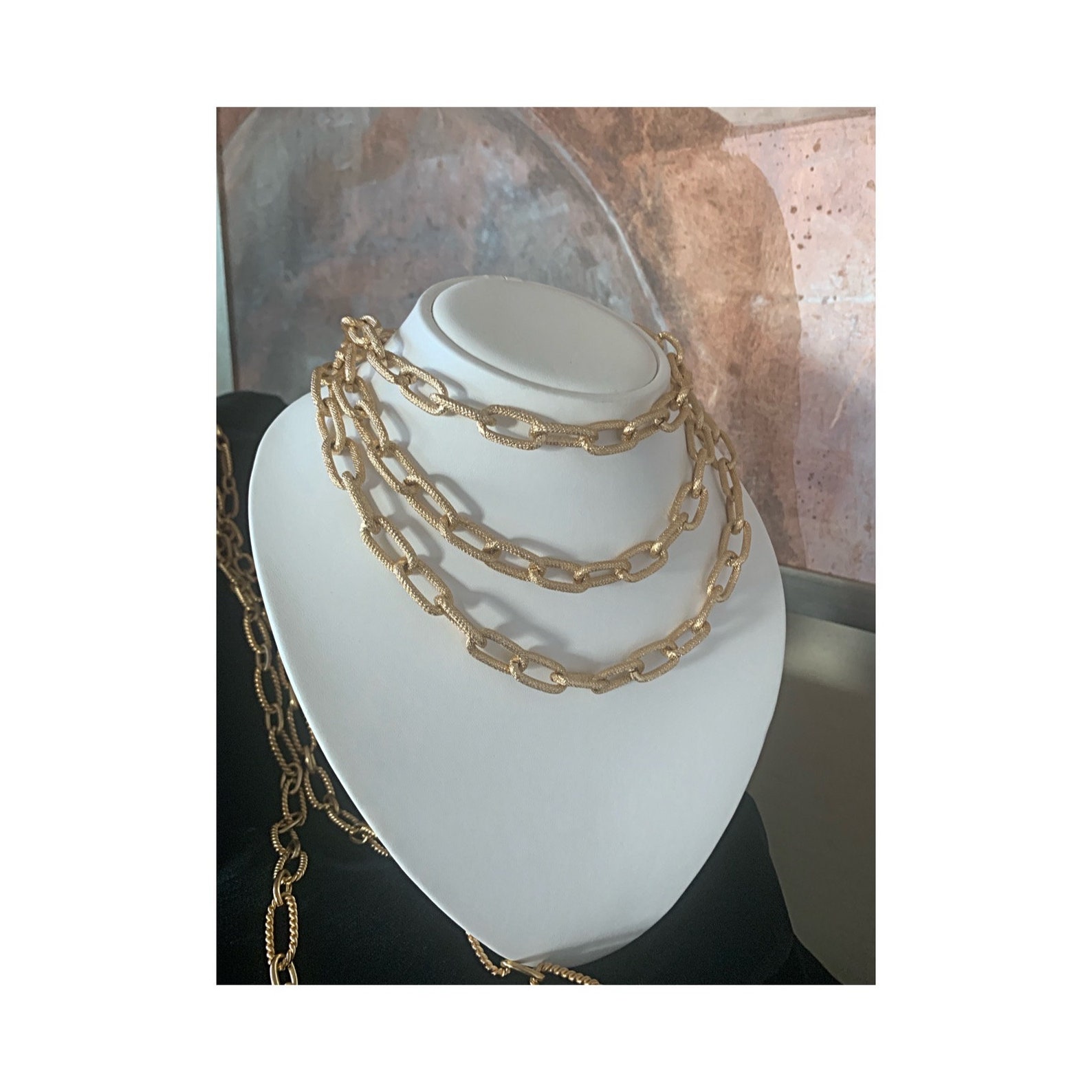 L' Heure D'or Long Chunky Gold Statement Layering Necklace , Long ...