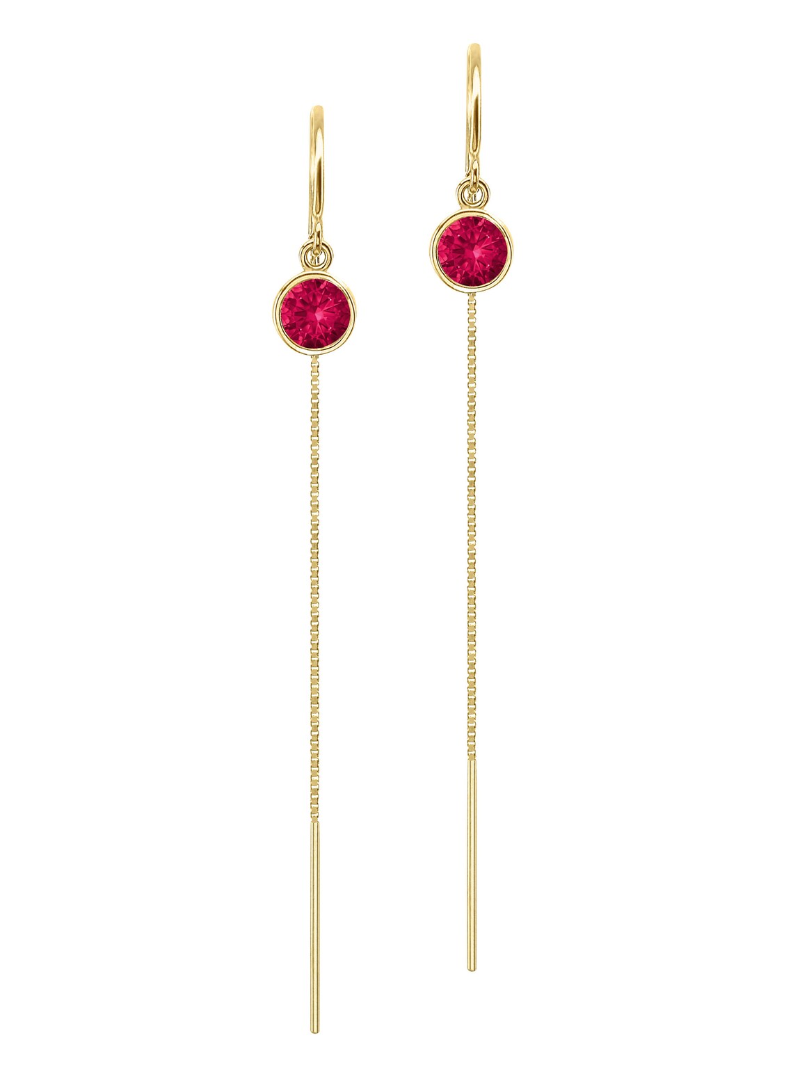 July Birthstone Floating Red Ruby Threader Earrings,14k White Gold,bezel Set,fine Jewelry ,15th ...