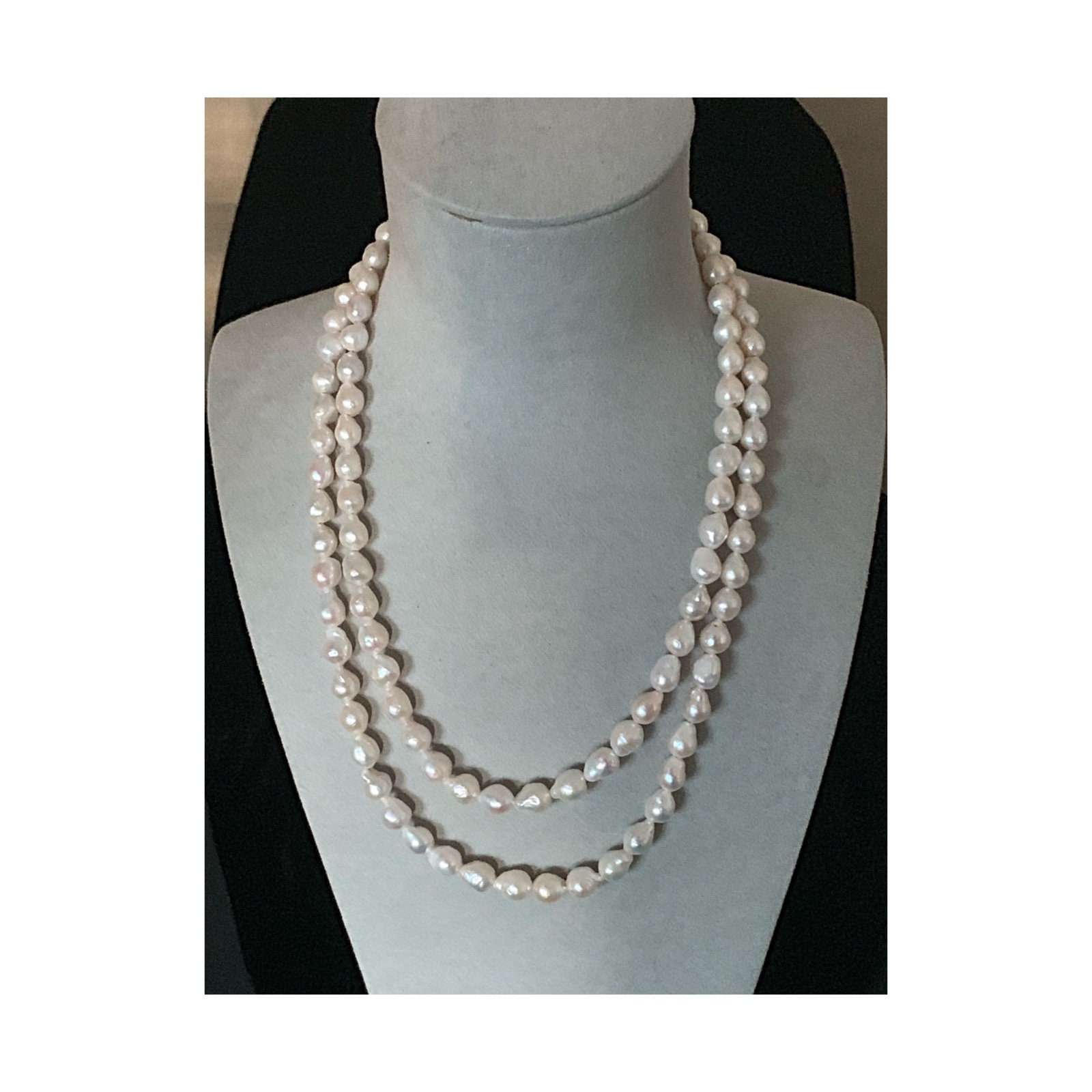 18 Inch Small Baroque Freshwater White Pearl Necklace ,baroque Pearl ...